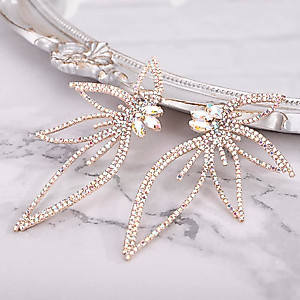 Denifery Huge Butterfly Studs Earrings for Women Big Wings Rhinestone Crystal Angel Bridal Jewelry for Wedding Gift (Colorful A)