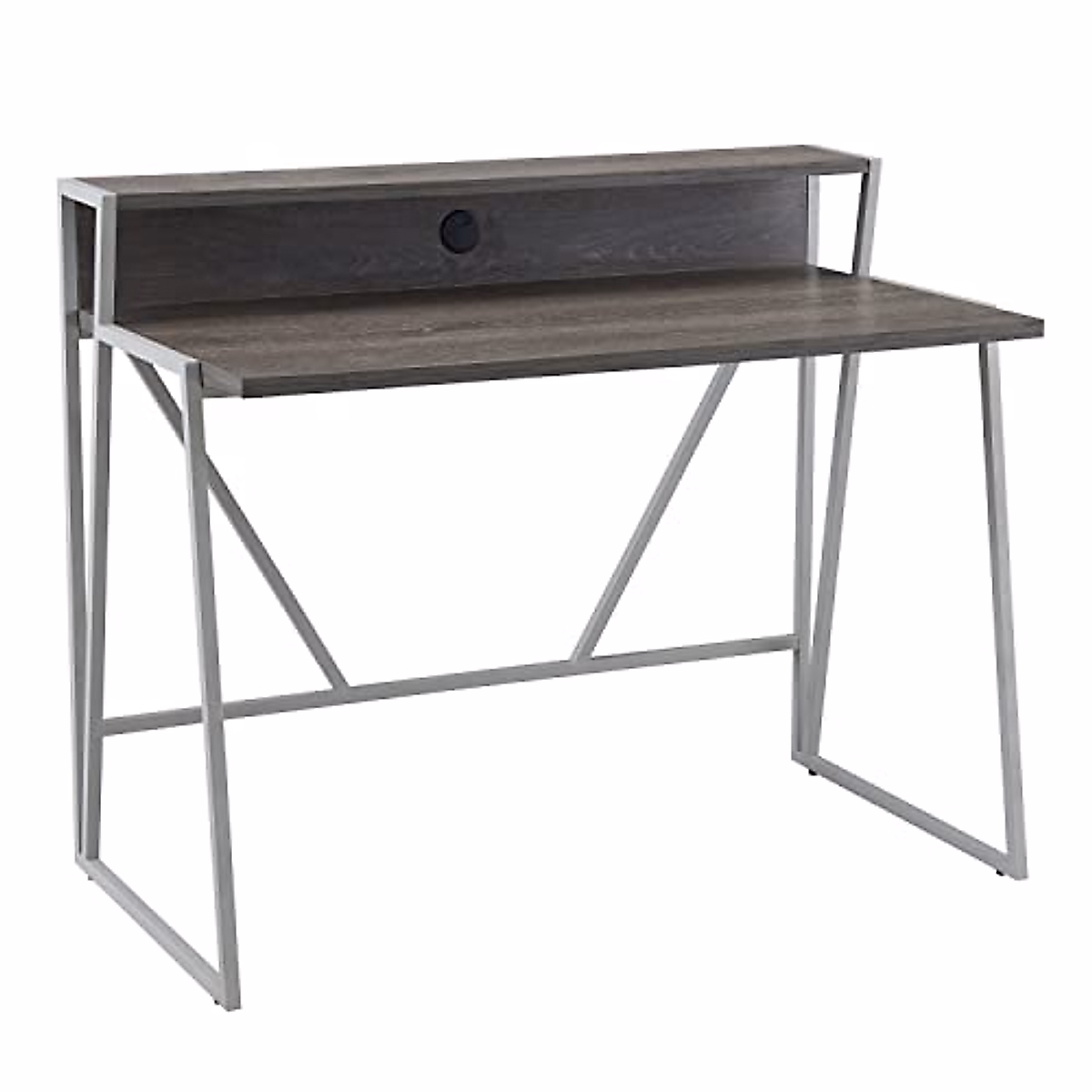 Leick Home Fletcher Ready-to-Assemble Contemporary Single-Shelf Writing Desk for Home Office, 44" L x 23.75" W/D, Gray