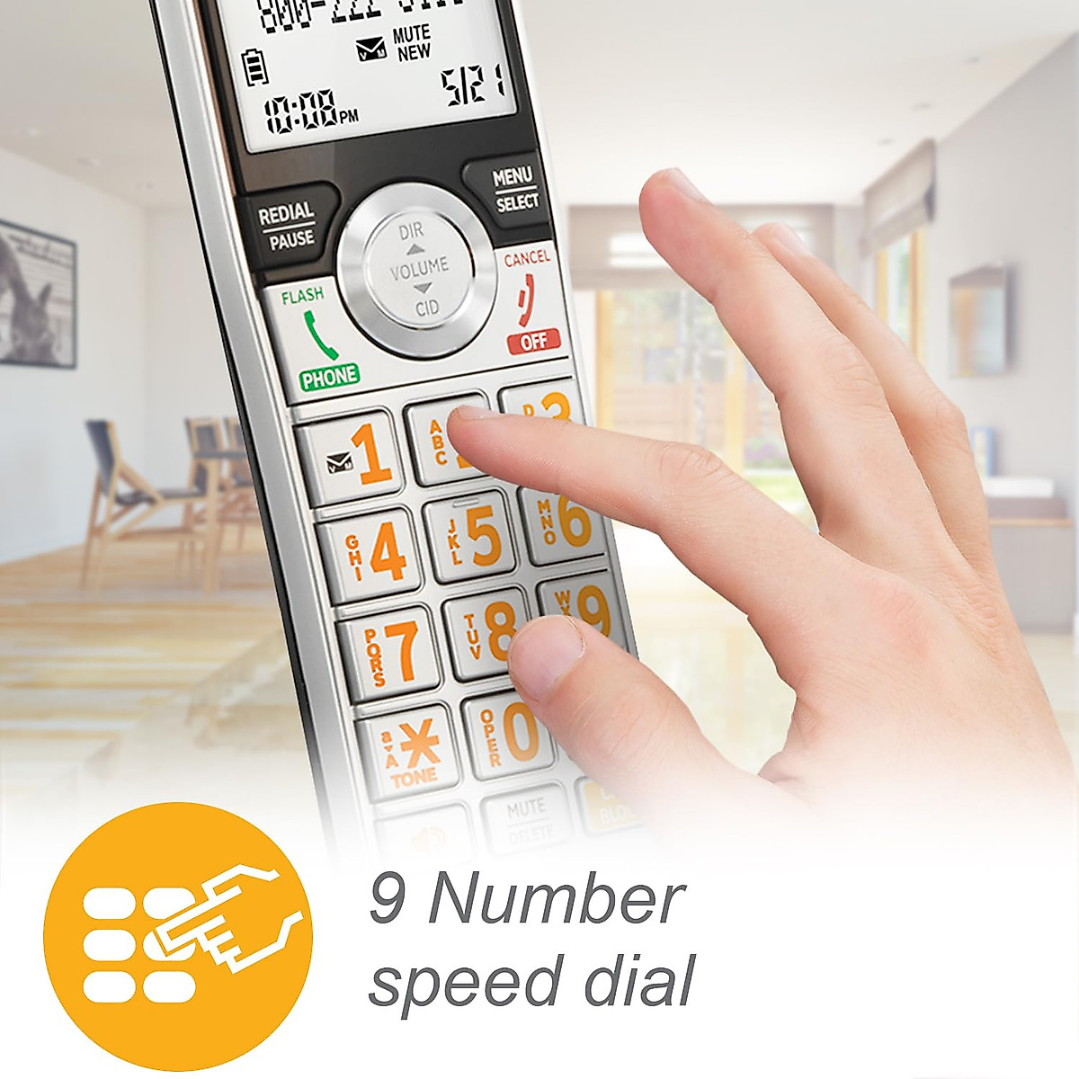 AT&T CL84307 Dect 6.0 Expandable Corded/Cordless Phone with Smart Call Blocker, Silver/Black with 3 Handsets