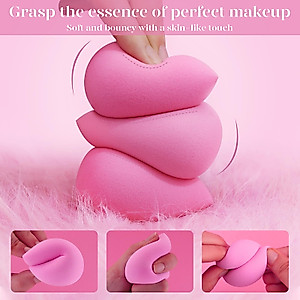 BEAKEY Makeup Sponge Set of 6, Makeup Sponges for Foundation, Liquid, Cream and Powder, Pink Beauty Sponge for Blending, 0 Latex Blender, Ideal Gifts