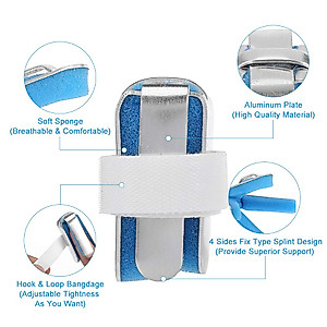 Zyyini Finger Splints, 4-Sided Aluminium Finger Hand Splint Finger Support Brace for Broken Fingers Joint Protection Finger Injury Protector(S)