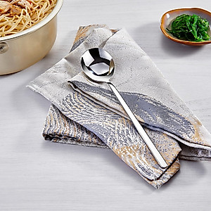 KEAWELL Premium Korean Soup Spoons with Long Handles, Set of 4, 18/10 Stainless Steel, Dishwasher Safe (Plain)