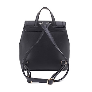 EVVE Faux Leather Small Fashion Backpack Purses For Women Girls Mini Daypack with Matching Wallet | Black