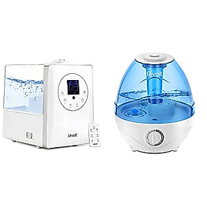 LEVOIT Humidifiers for Bedroom Large Room Home, 6L Warm and Cool Mist Ultrasonic Air Vaporizer for Plants and Whole House (2.4L Water Tank), Built-in Humidity Sensor, Essential Oil Diffuser, Whisper Quiet, Timer, White