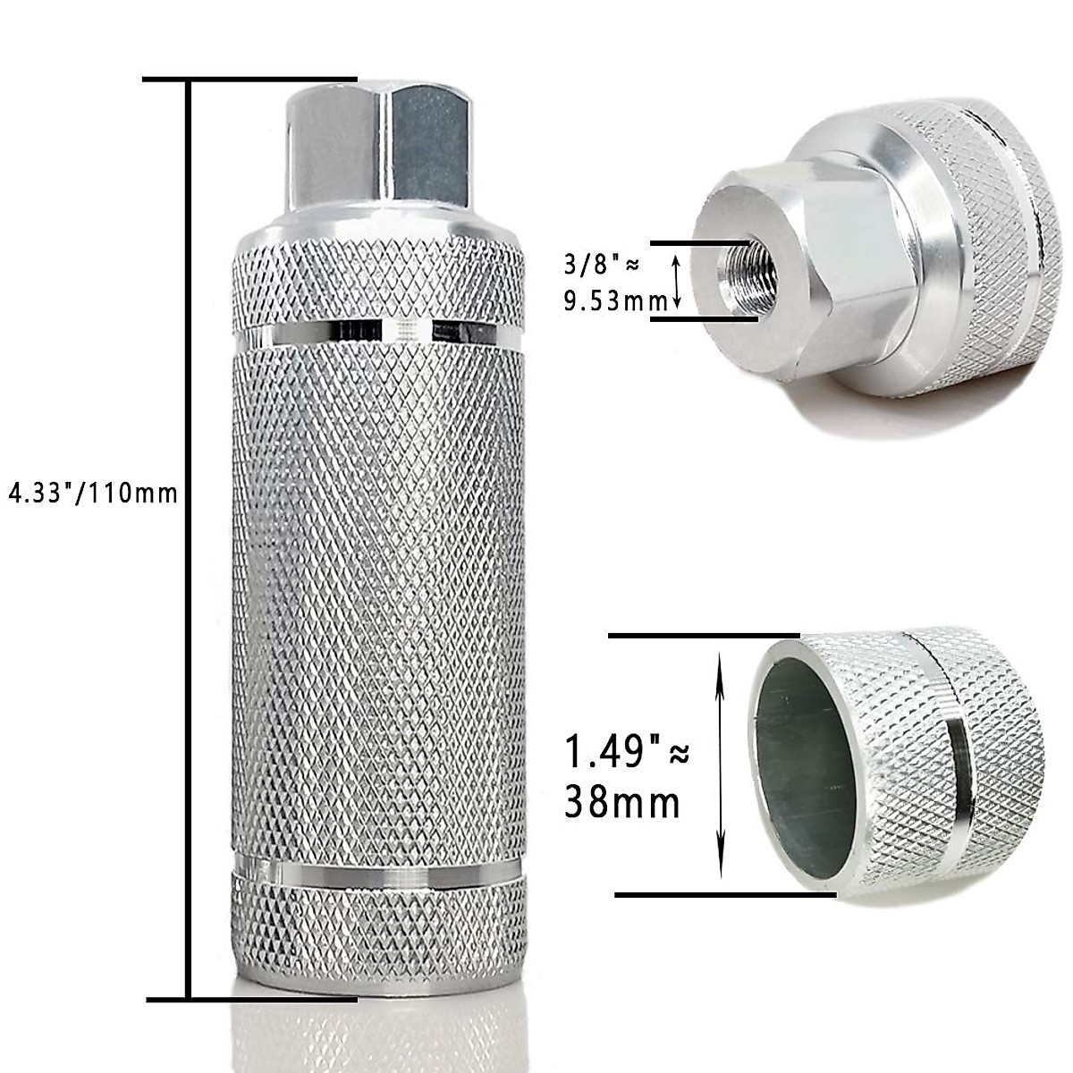 WADEKING Bike Pegs 4.3" Length,2 Pieces,Suitable for 3/8 inch Axles, Free-Style BMX Bicycles and Various Bicycles, Durable and Stylish Non-Slip (Upgraded Version Aluminum Alloy) (Silver)