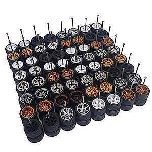 4DOBBY Mixed/Random Real Riders Wheels Rims Tires Set for 10 Cars 1/64 Scale