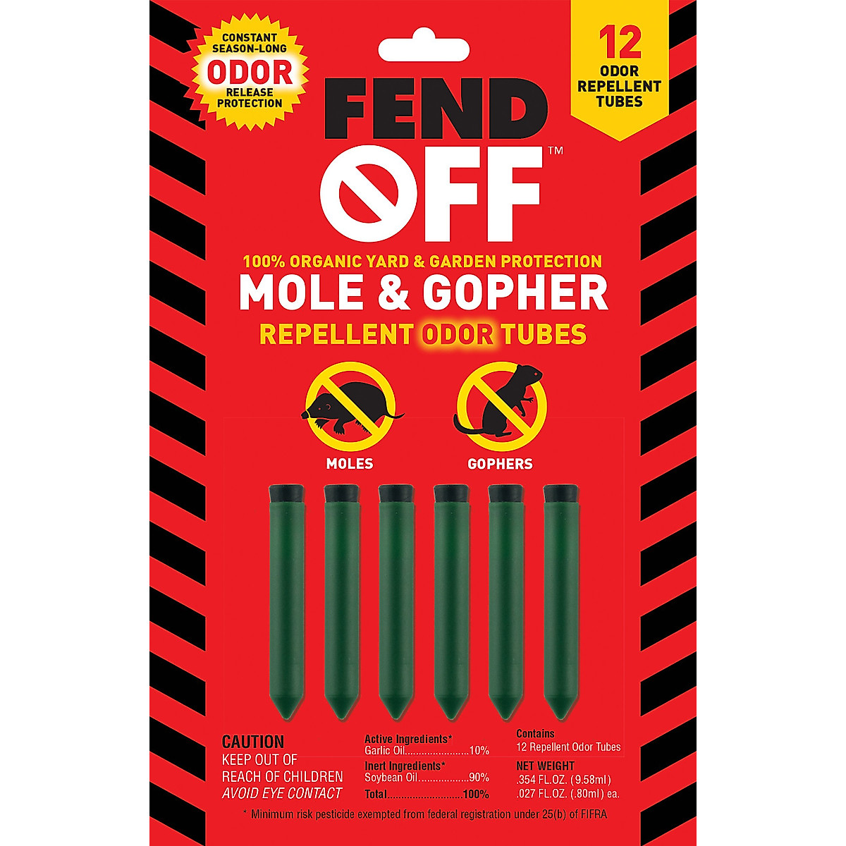 Luster Leaf Fend Off Mole and Gopher Organic Odor Tubes, White, 12 pack