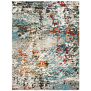 SAFAVIEH Madison Collection 8' x 10' Grey/Blue MAD471F Modern Abstract Non-Shedding Living Room Bedroom Dining Home Office Area Rug