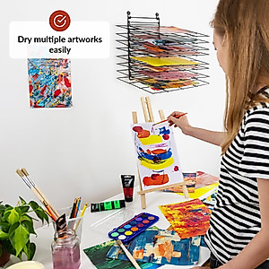 Art Drying Rack Hanging for Classroom | Small Hangable Paint Drying Rack | 8 Removable Shelves | Canvas Rack Art Storage | Painting Drying Rack with Hooks | Stack Rack for Painting, Drawings, And More
