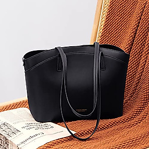 Cnoles Purses And Handbags for Women Tote Shoulder Satchel Crossbody Bags Leather Large Capacity Purse Designer Bucket Bag Black