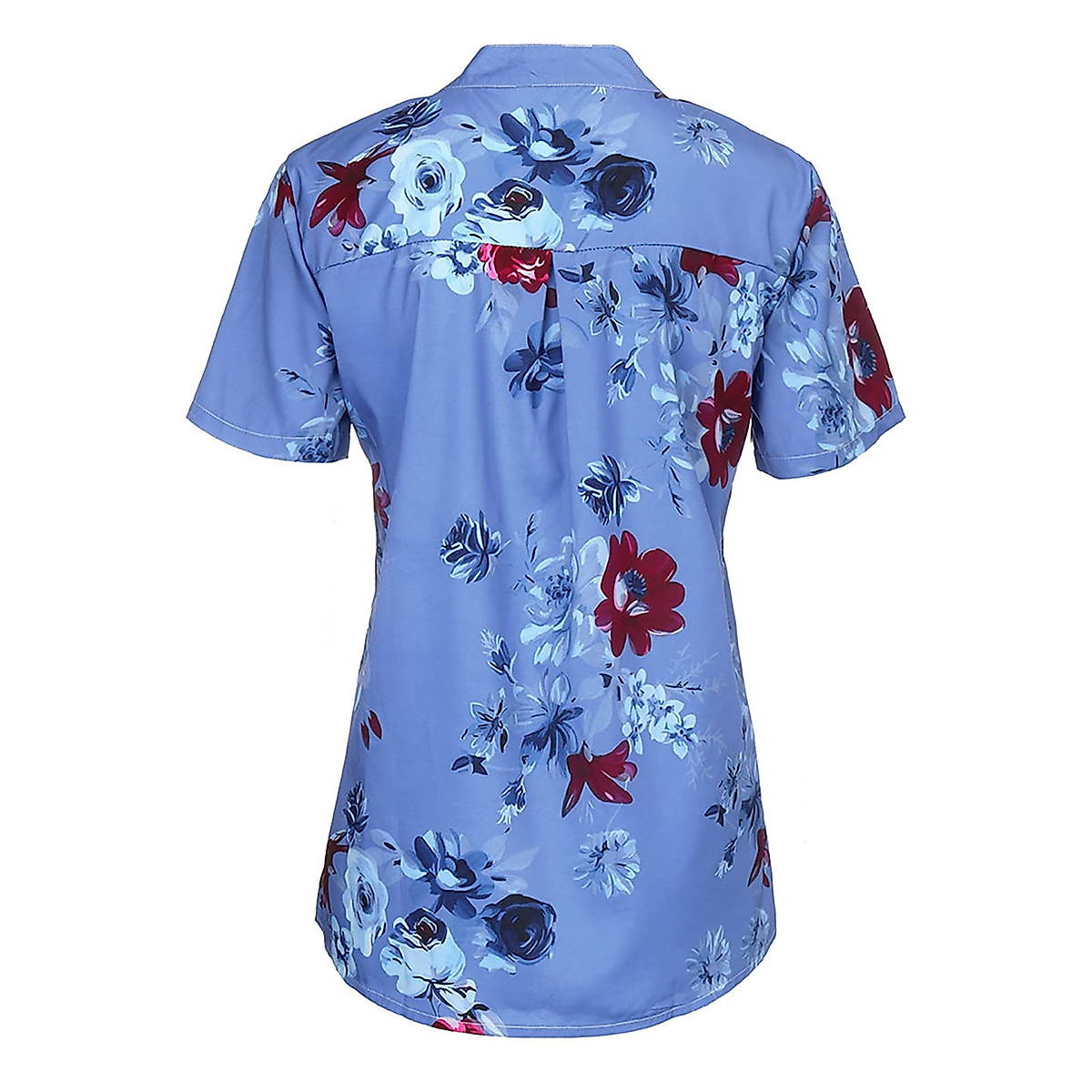 Womens Summer Casual Tops Short Sleeves T Shirts Fashion Floral Prints V Neck Tunic Shirts Loose Fit Comfy Dressy Blouse