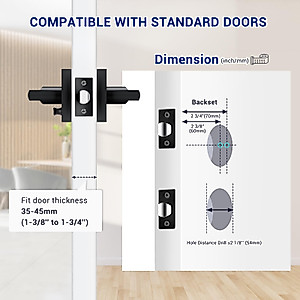 Ohuhu Black Door Handle, 6 Pack Door Knobs Interior Matte Heavy Duty Privacy Door Lever with Lock - Square Modern Passage Locking Set Contemporary Reversible Keyless for Bedroom Bathroom Satin Zinc