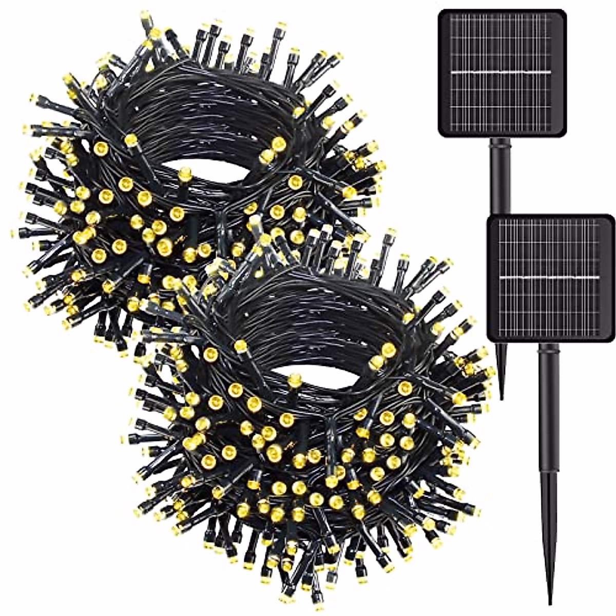 Solar String Light, 2 Pack Solar Fairy Lights Solar Christmas Lights Solar Powered Lights with 8 Working Modes, 66FT 200 LED Decorative Lights for Garden, Patio, Christmas Tree, Party Warm White