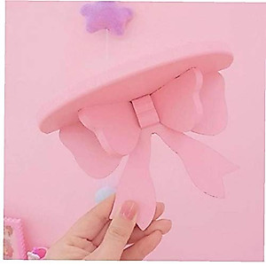AMOYER 1pc Floating Shelves Wooden Wall Mounted Storage Rack Cute Bow Princess Bow Shelf Room Decoration Shelves for Kids Room Pink