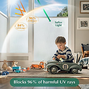 Coavas Window Privacy Film Static Cling, Non-Adhesive Removable Privacy Window Film, Frosted Glass UV Blocking Window Tint for Home, Office, Bathroom (Silver 17.5 x 78.7 in)