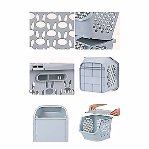 QsunQ 3-Set Stackable Storage Bins with Lids for Kitchen,Bathrooms,Bedrooms,Closets, Cabinets. Household Plastic Organization Baskets for Pantry. Storage Organizer Bin Basket (12x11x10inch) Blue