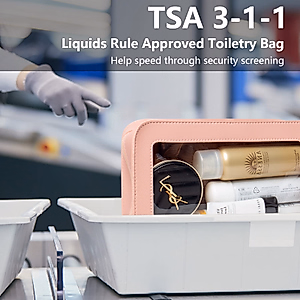 LETGO Clear Makeup Bags, TSA Approved Toiletry Bag with Zipper, Clear Makeup Organizer Fit Carry-on Travel Car Accessories Essentials,Portable Travel Pouch for Women Men (Pink)