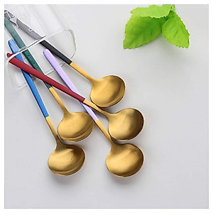 Color ME! 8 Piece Stainless Steel Espresso Coffee Spoons Mini Teaspoons Set Lightweight Small Round Spoons Set for Coffee, Tea, Ice Cream, Dessert, Cake, Dishwasher Safe, Eco Friendly, Multicolor