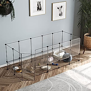 C&AHOME Pet Playpens, Small Animal Indoor Playpen, DIY Exercise Fence, Playpen Cage, Expanded & Portable Design for Guinea Pigs, Puppy, 49.5" L x 25.4" W x 22.6" H UTW3040W