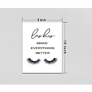 Eyelashes Decor girls room decor Lashes Make Everything Better, Glamour Decor, Bedroom Wall Decor, Inspirational Print, Makeup Lashes Art 8X10 Inch Prints No Framed