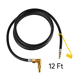 bbq777 Propane Elbow Adapter Fitting with Extension Hose 12Ft RV Quick-Connect Kit for Blackstone 17"/22" Griddle, Royal Gourmet, Pit Boss, Portable Fire Pit