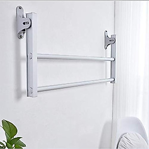 LXLTL Retractable Clothes Airer, Patio Horse Towel Folding Clothes Pole Outdoor Push and Pull Drying Racks Punch Bathroom Clothes Drying Racks 100Cm