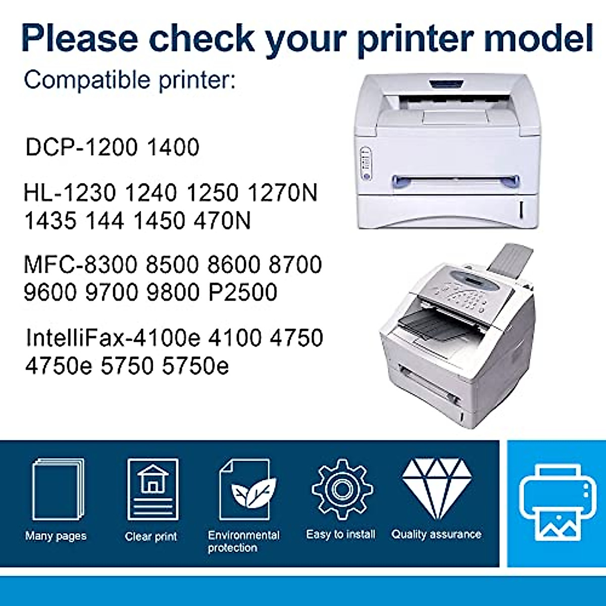 JUL 1-Pack Black DR-400 DR400 Drum Unit Compatible Replacement for Brother DCP-1200 1400 HL-1230 1240 1250 1270N 1435 MFC-8300 8500 8600 P2500 8700 9600 9700 9800 IntelliFax-4100e 4100 4750 Printer