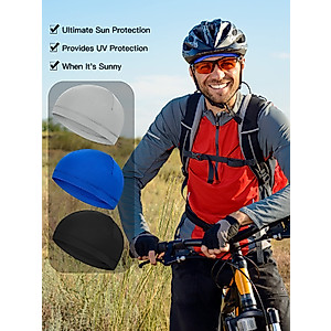 Boao 6 Pieces Skull Caps Helmet Liner Sweat Wicking Cap Running Hats Cycling Skull Caps for Men Women (Black, Grey, Blue, Large)