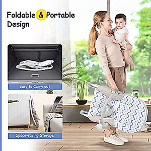 GLACER 2-in-1 Baby Rocker Seat, Foldable Rocker & Stationary Seat w/ Adjustable Backrest, 3-Point Seat Belt & Removable Toys Bar, Portable Baby Rocker for Infants 0-9 Months