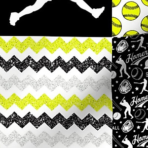 Spoonflower Fabric - Softball Baseball Neon Yellow Black Womens Sports Girls Chevron Printed on Petal Signature Cotton Fabric by The Yard - Sewing Quilting Apparel Crafts Decor