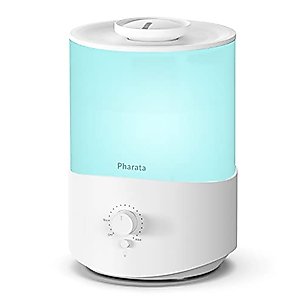 Pharata Humidifiers for Bedroom Large Room, 2.5L Cool Mist Humidifier with Essential Oil Diffuser, Top Fill Air Humidifier for Baby, Home, Plant, Ultrasonic Humidification for whole house, Auto Shut-Off, (White)