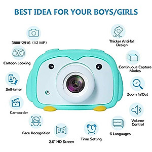 LKYBOA Kids Camera -Cute Kid Gift Digital Camera 12.0MP Screen FHD 1080P Video Resolution Mini Rechargeable Camera for Boys & Girls Ages 3-12-Joytrip Child (Color : B)