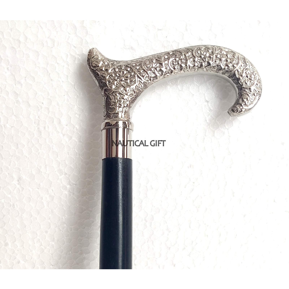 Antique home Premium Quality - Canes and Walking Sticks with Brass Handle - Affordable Gift Wooden Decorative Walking Cane Fashion Statement for MenWomenSeniorsGrandparents, silver