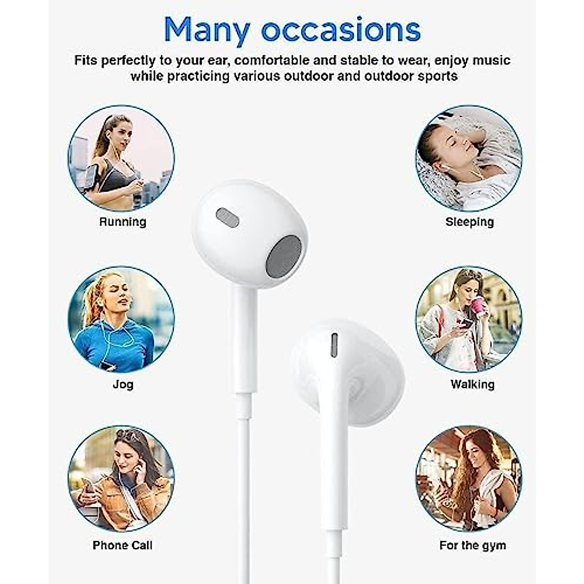 2 Pack Earphones for iPhone,Headphones,in-Ear Stereo Noise Isolating Earbuds, Mic and Volume Control Compatible with iPhone 14/14 Pro/13/13 Pro/12/12 Pro/SE/11/11 Pro Max/XS Max/X/XR/8/7