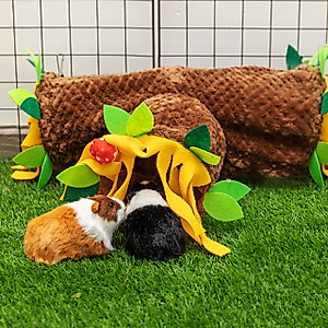 ORZECHKO Guinea Pig Hideout - 3 Way Collapsible Small Animal Tunnel Tubes Toy for Rat Hamster Guinea Pig Hedgehog Chinchilla Lizard Baby Rabbit - Playing Sleeping Resting Guinea Pig Cage Accessories