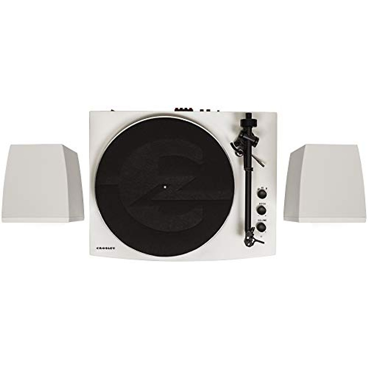 Crosley T150A-WH Modern 2-Speed Bluetooth Turntable System with Variable Weighted Tone Arm and Stereo Speakers, White