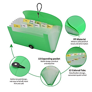 SEEKIND Expanding File Folders 4 Pack, 7.1"4.2" Receipt Organizer Folder Accordion Folder Document with 13 Pocket for Office,Cards,Tickets-Water Resistant