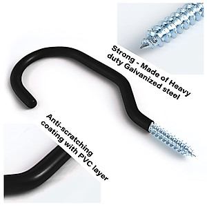 Sinoer 8 Pack Heavy Duty Bike Screw in Storage Hooks Rack,for Garage Wall and Ceiling Bicycle Storage & Heavy Duty Goods on Wall, Perfectly Utility Tool Hanger (Black)