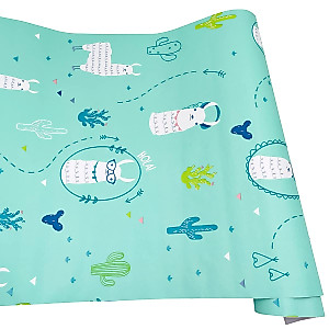 Yifasy Shelf Liner Alpaca Cactus Self-Adhesive Waterproof Drawer Paper Protect Furniture Wall Surface Decor Toy Storage Trunk 118x17.7 Inch