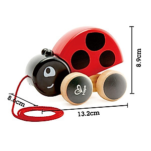 Hape Ladybug Pull-Along | Easy Pull Flapping Wooden Toddler Toy, Multi-Color