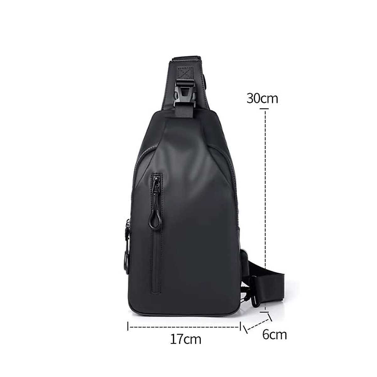 Small Sling Black Crossbody Backpack Shoulder Bag for Men Women, Lightweight One Strap Backpack Sling Bag Backpack for Hiking Walking Biking Travel Cycling USB Charger Port