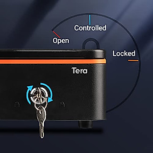 Tera 16 inch Auto Open Cash Drawer with Micro Switch Heavy Duty Insert Tray 5 Bill 8 Coin for POS System Removable Cash Tray Media Slot 24V RJ12 Key-Lock (Round Corner) for Small Business Retail 405R