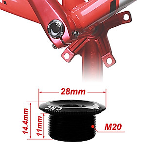 Saipe 2 Pcs M20 Crank Screws Bicycle Crank Arm Screws Aluminum Alloy CNC Crankset Screws Crank Fixing Bolt for MTB Mountain Road Bicycle Riding (Black)