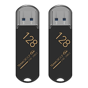 TEAMGROUP C183 128GB 2 Pack USB 3.2 Gen 1 USB 3.1/3.0 100MB/s Flash Thumb Drive External Data Storage Memory Stick Compatible with Computer/Laptop Black TC1833128GB22