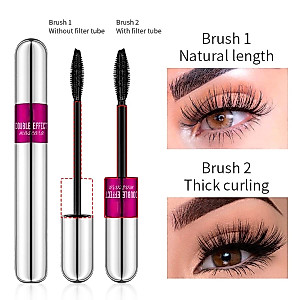 2 in 1 Lash Mascara - 4D Lashes Mascara with black Mascara for 5x Longer Waterproof Wear lasting No Clumping Superstrong (1-1PCS)