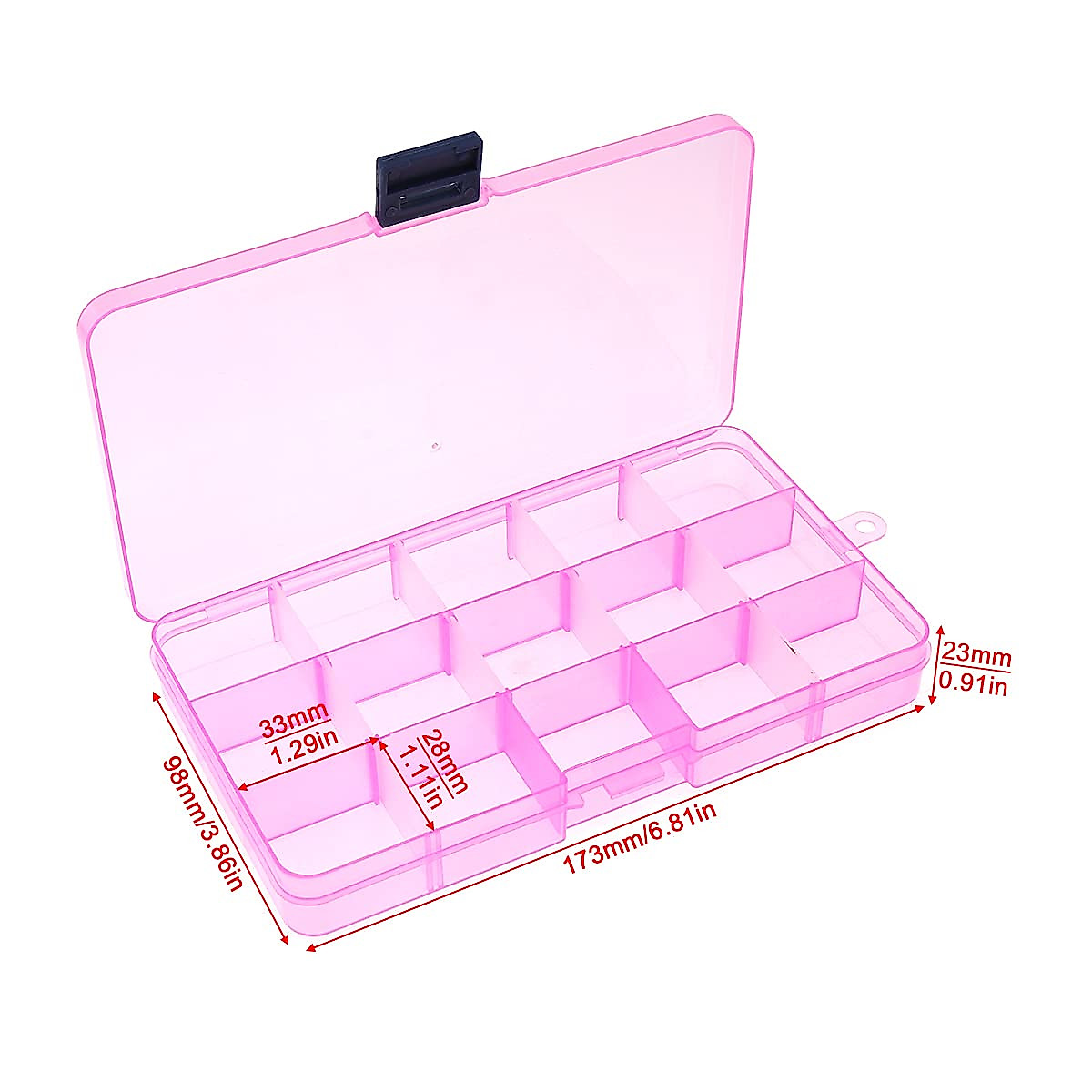 OriGlam 1pcs 17x10CM Plastic Organizer Storage Box with Adjustable Dividers, Jewelry Storage Container Box for Office Supplies Beads Crafts Fishing Tackles (Transparent)