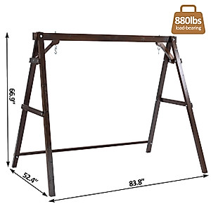 Finnhomy Outdoor 880 LBS Porch Swing Frame, Stable A-Frame Wooden Swing Stand with Extra Bottom Connection Board, Freestanding Porch Swing Frame Only, for Porch Patio Garden Backyard (Frame Only,5 FT)