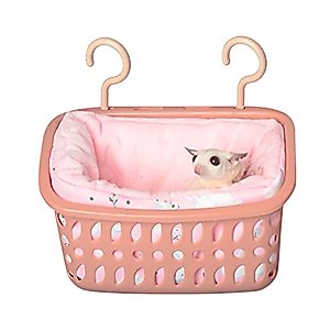 LEFTSTARER Rat Hammock Bed for Hamster Sugar Glider, Warm and Soft Hanging Basket Bedding, Accessories Toys Rat, Squirrel, Hedgehog, Lizard, (Small, 1. Orange Box Goat Bear) (DFSA-122)