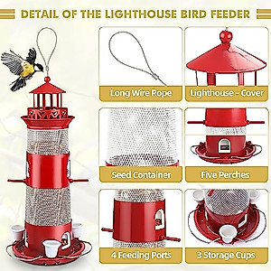 Decflow Bird Feeders for Outdoors Hanging, Wild Bird Feeder for Outside Bird, 4 lbs Large Capacity Durable Metal Bird Seed Feeder for Small Birds