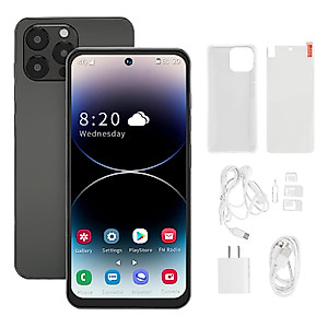 LEYT I14 Pro Phone, 4000mAh 4GB 128GB Battery Gravity Sensor Distance Sensor Black Unlocked Mobile Phone for Work (US Plug)